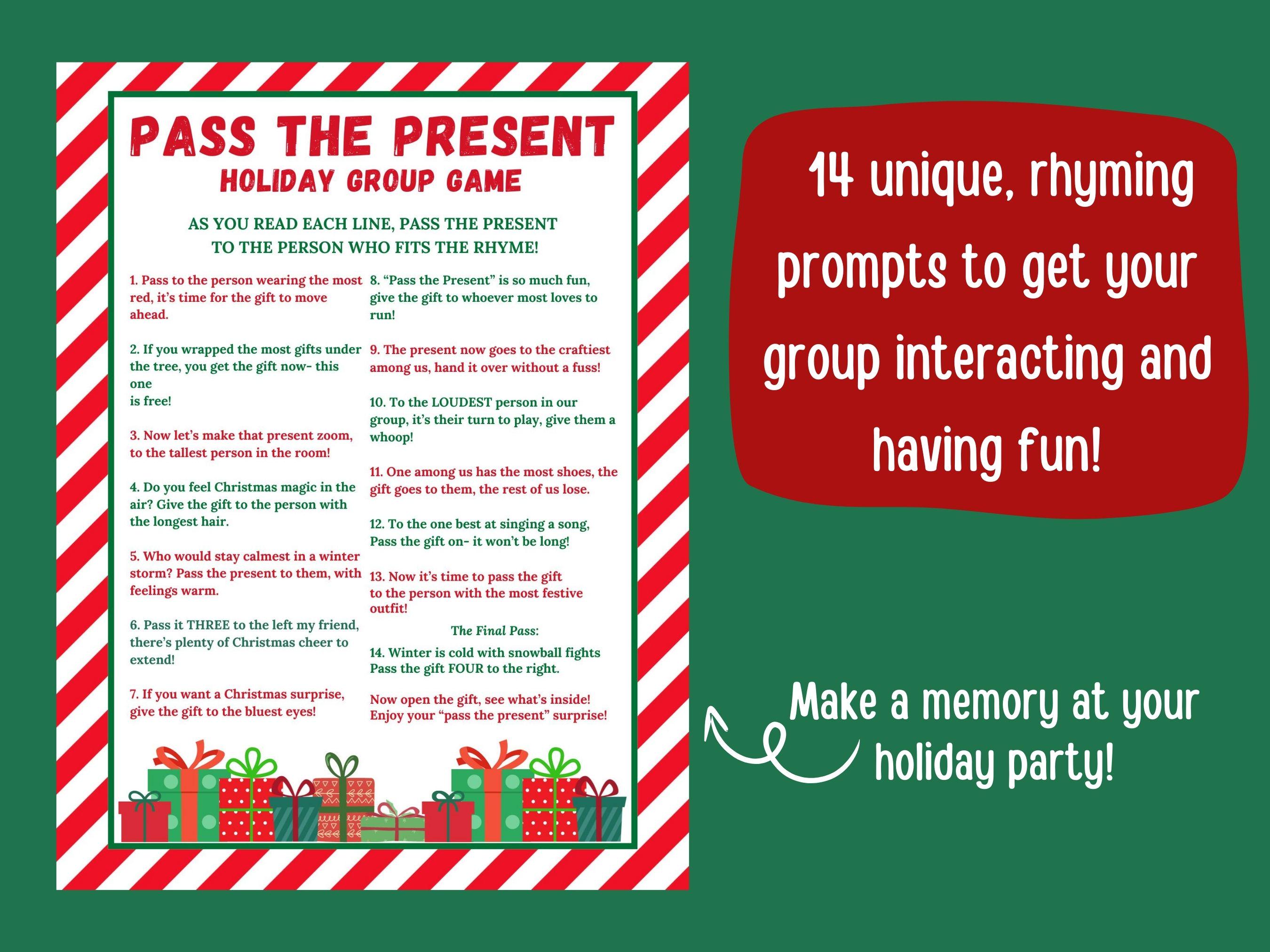 Christmas Pass the Present Game Christmas Party Game Printable for ...