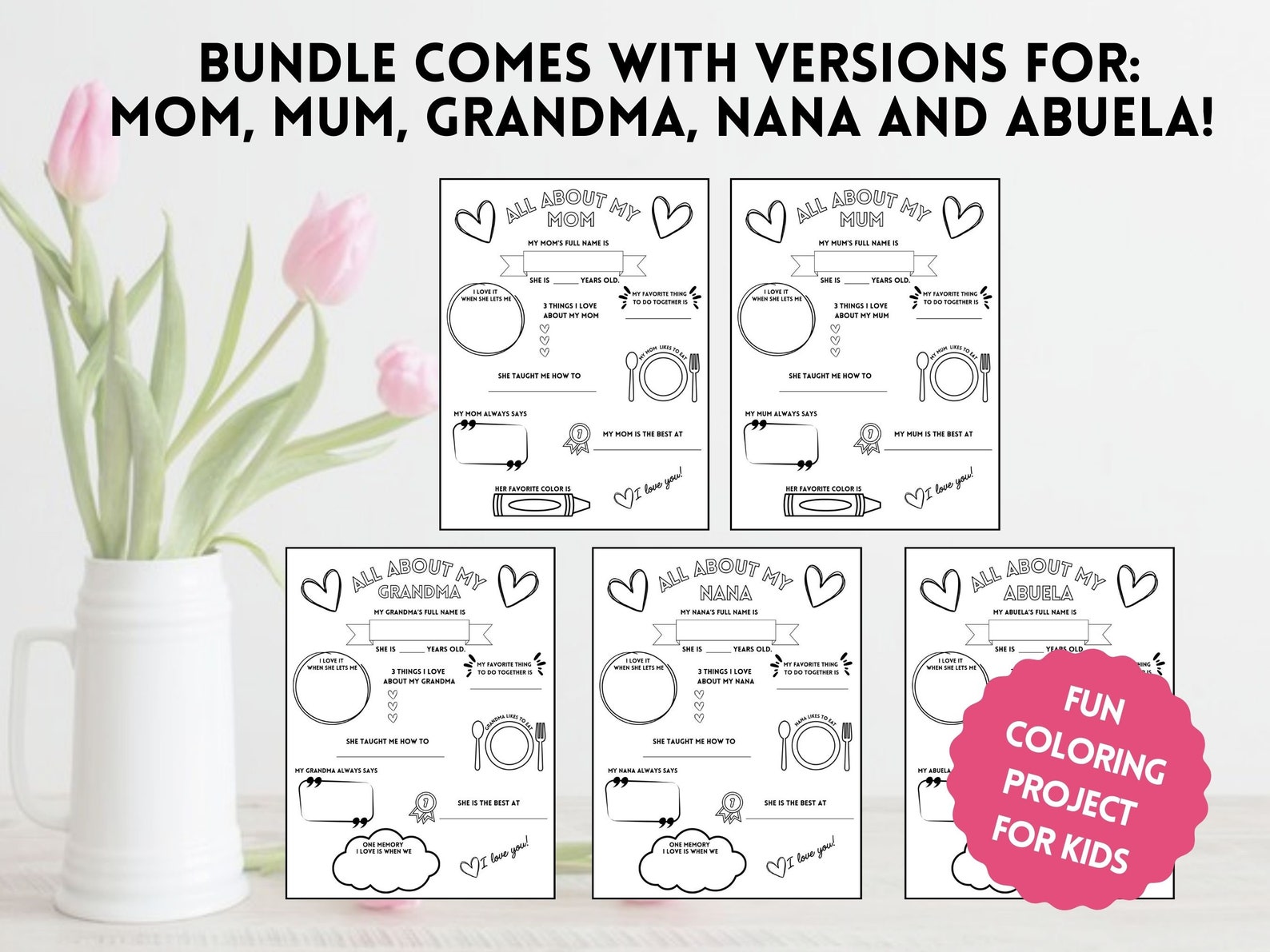 All About My Grandma Happy Mothers Day Gift for Mothers Day Printable ...