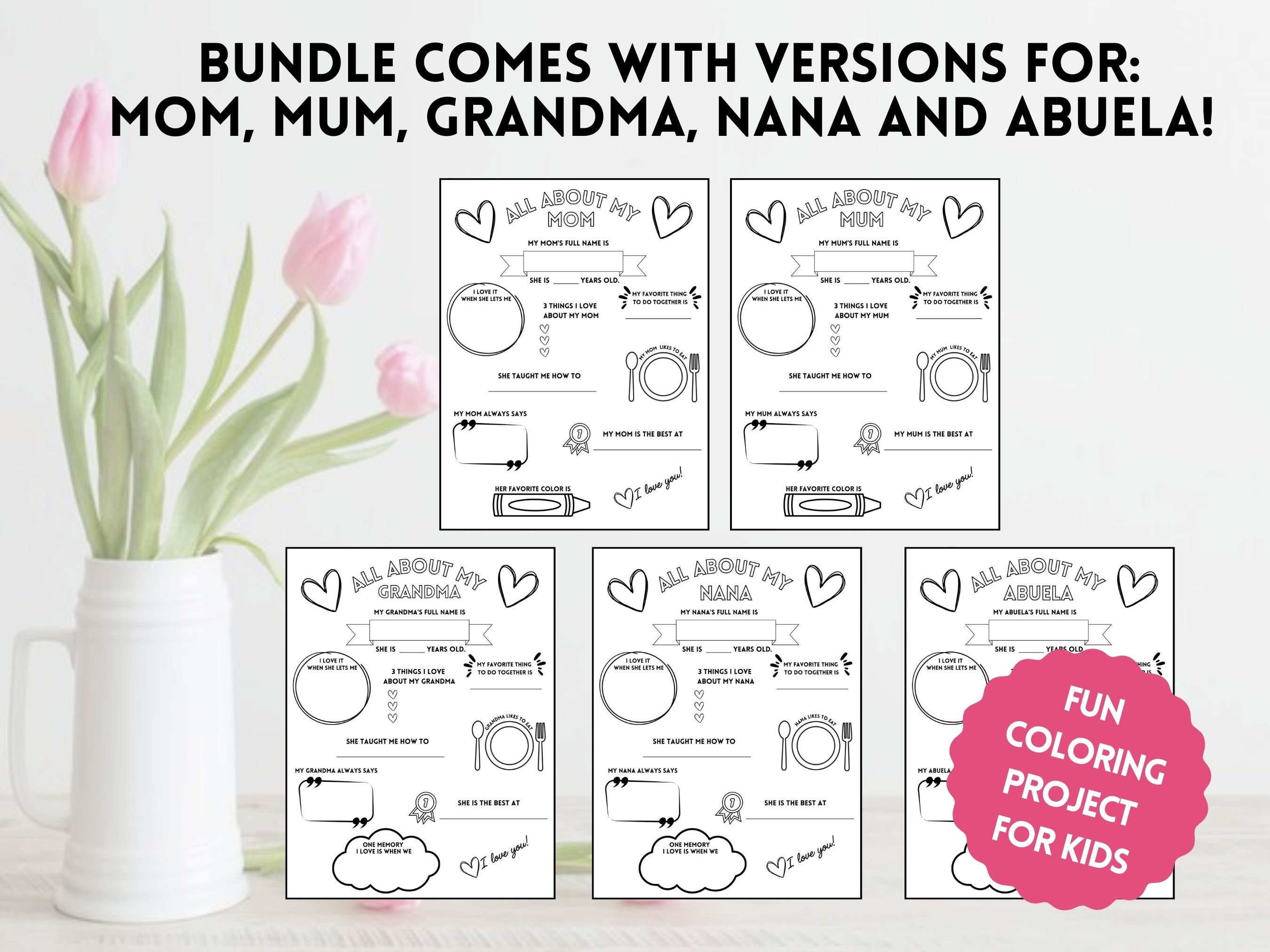 All About My Grandma Happy Mothers Day Gift for Mothers Day Printable ...