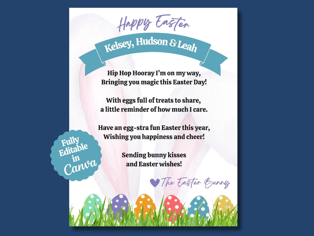 Letter From the Easter Bunny for Boys and Girls, Printable Easter Bunny ...