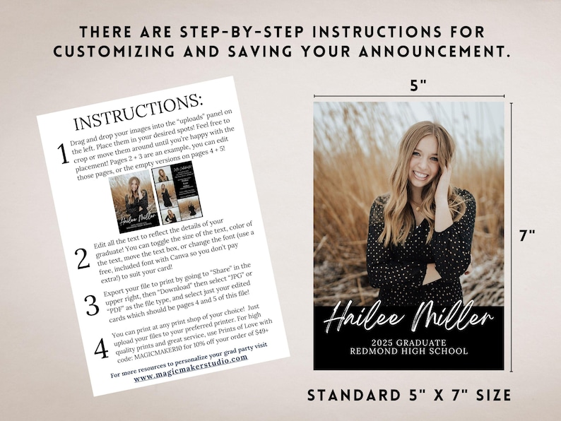 2025 Graduation Announcement, Editable Photo Grad Party Invite, High ...