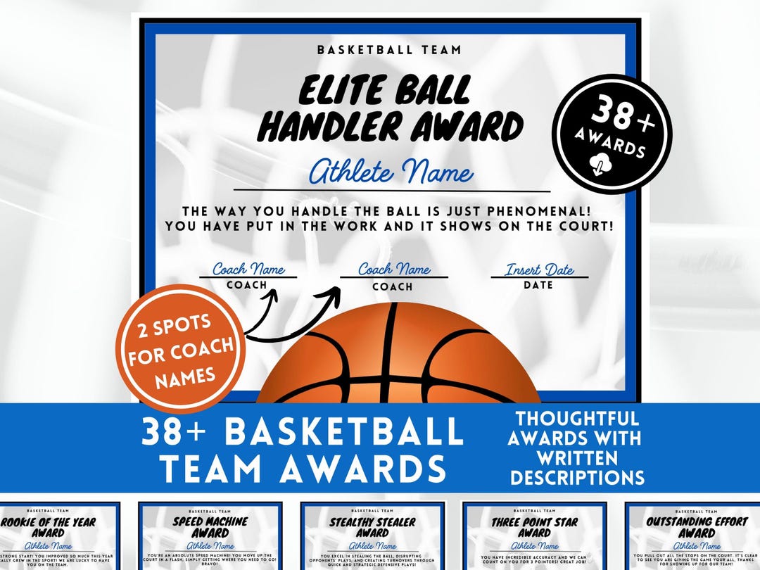 Basketball Award Certificate Editable Award Ceremony Printable End of ...
