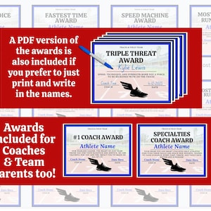 Track and Field Award Certificates, Editable Track Team Awards Template ...