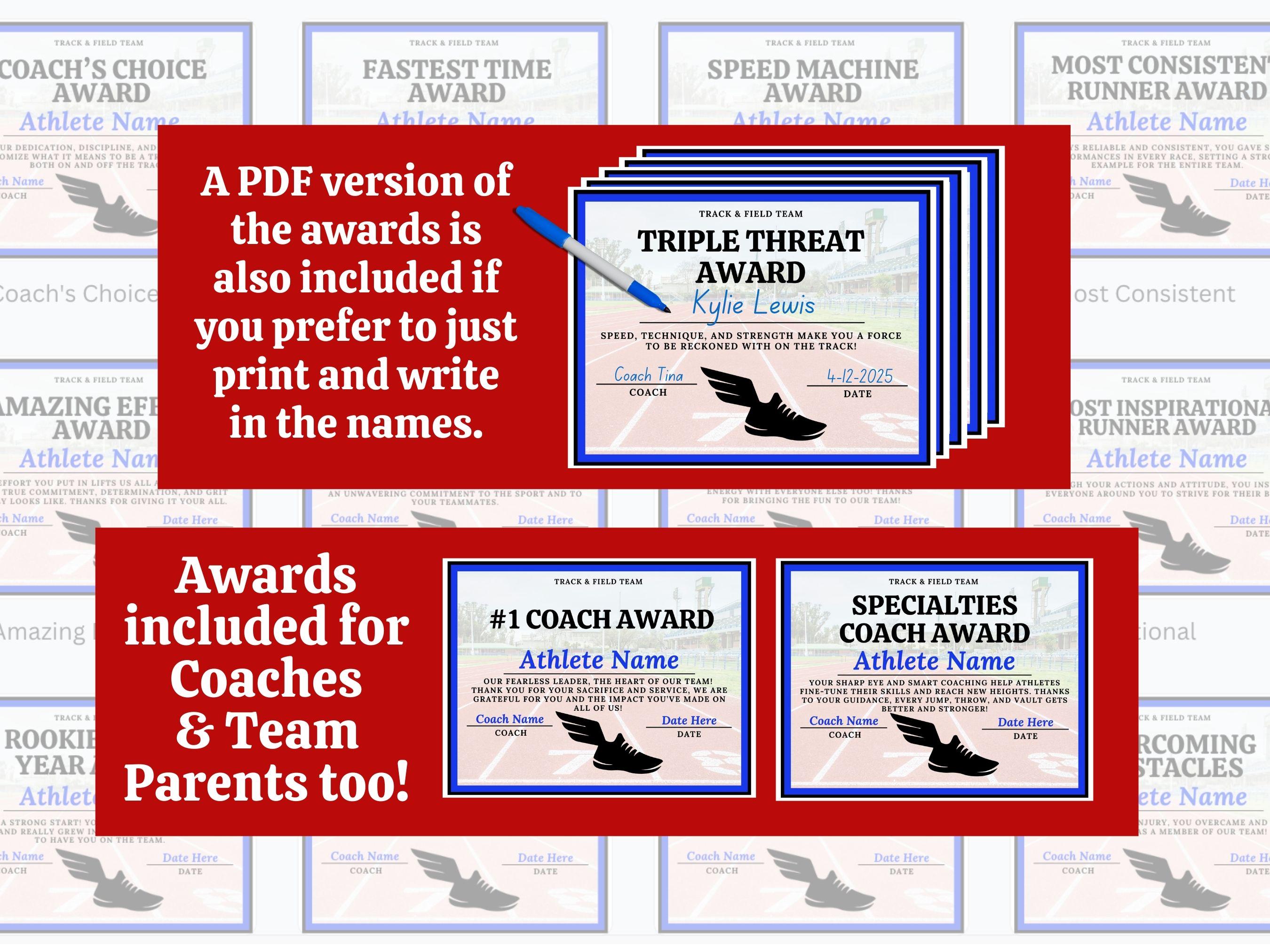 Track and Field Award Certificates, Editable Track Team Awards Template ...