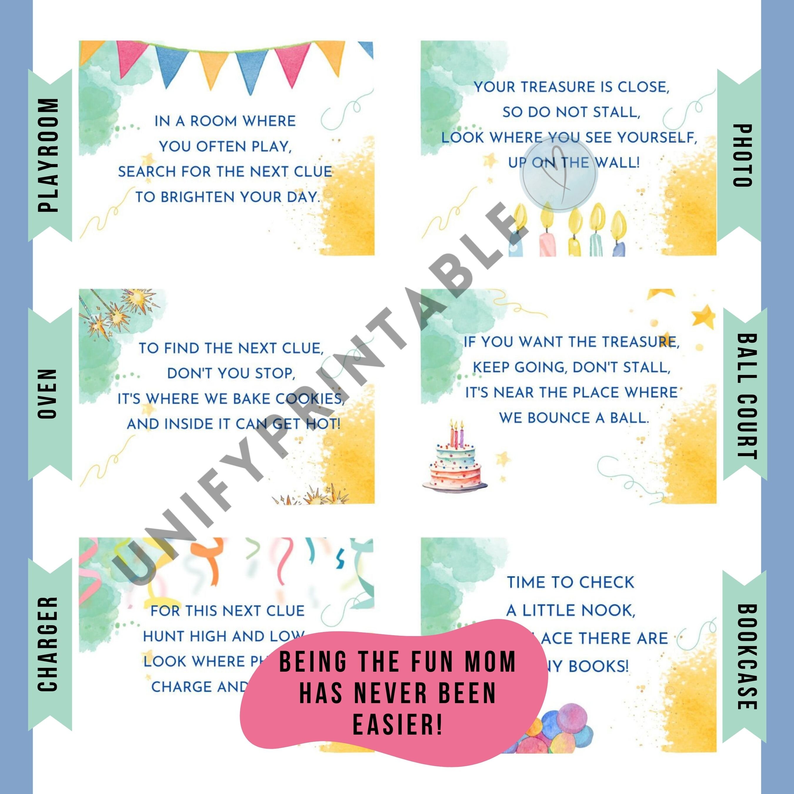 Indoor Scavenger Treasure Hunting Clues Printable Clue Cards Indoor ...