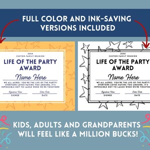 Family Reunion Awards Editable Printable Award Certificates Family ...