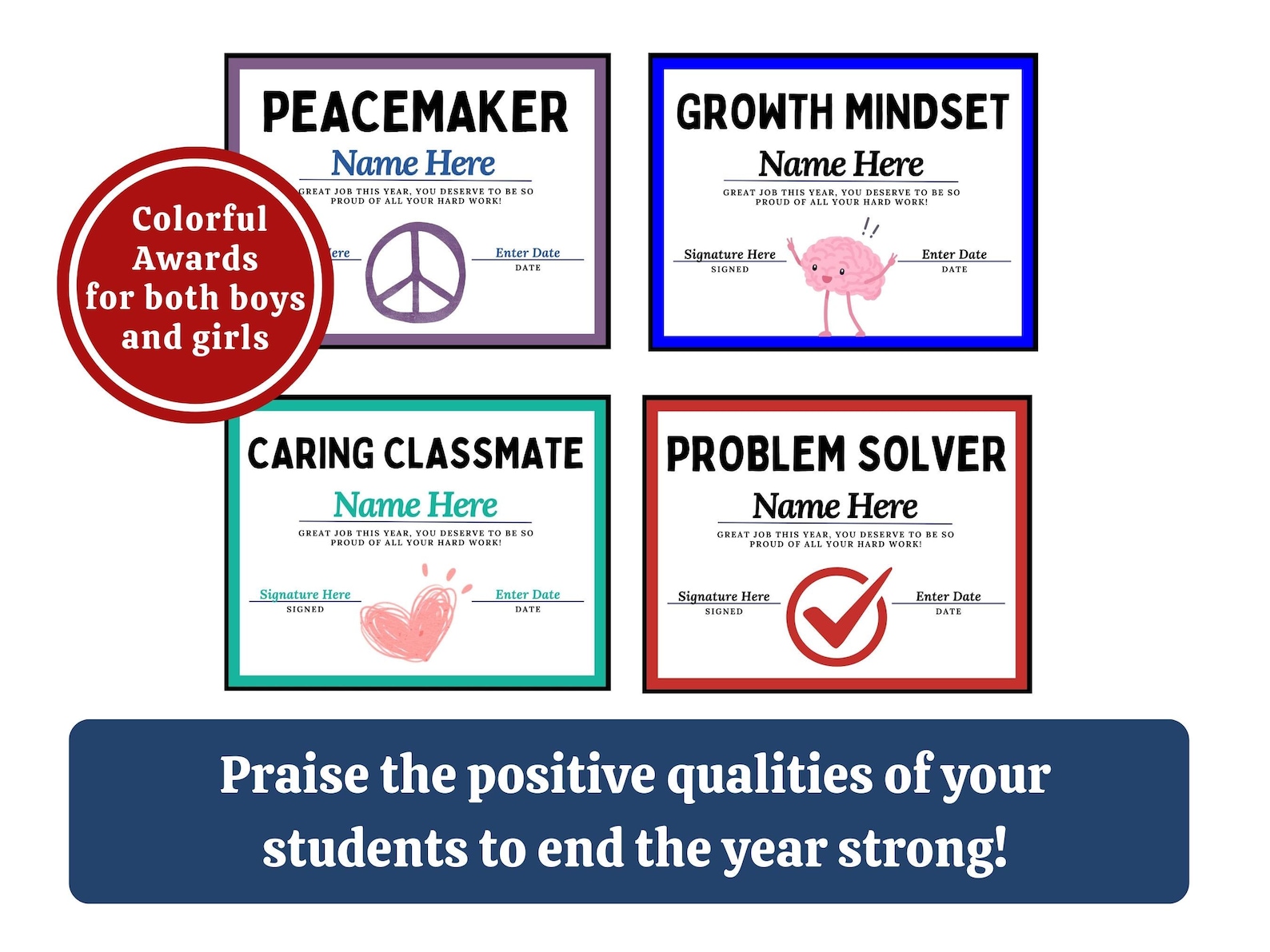 Classroom Award Certificates Editable in Canva, End of School Year ...