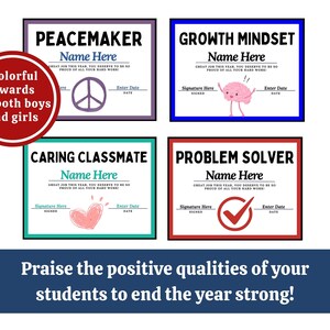Classroom Award Certificates Editable in Canva, End of School Year ...