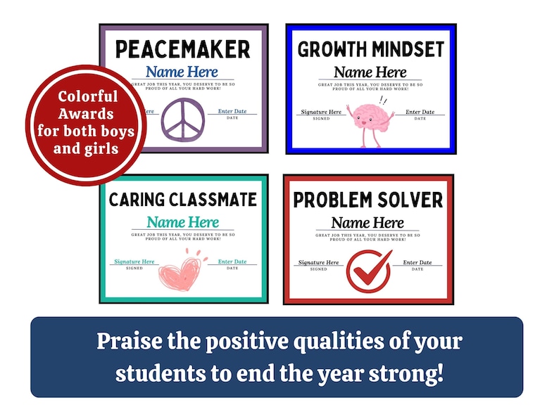 Classroom Award Certificates Editable in Canva, End of School Year ...