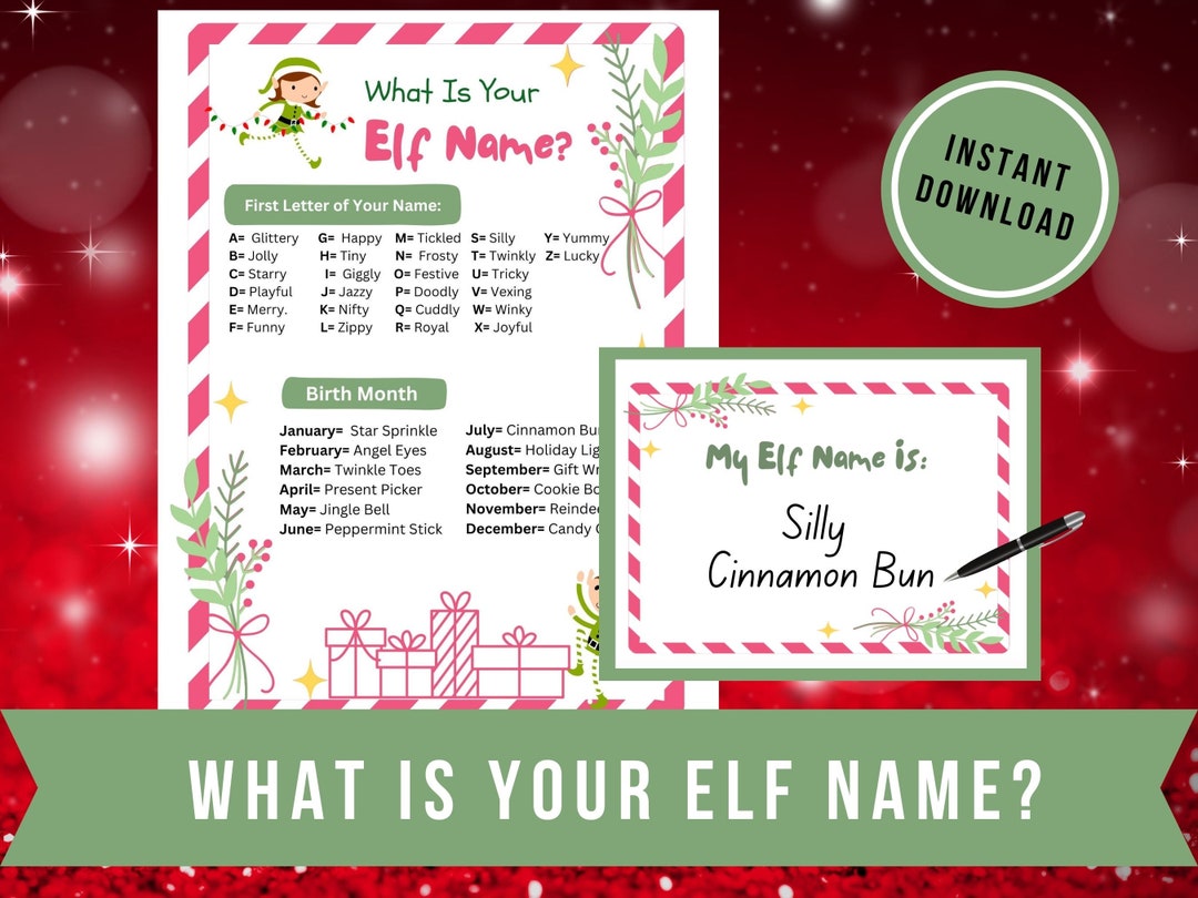 Whats Your Elf Name Christmasgames Printabl Christmas Game - Etsy