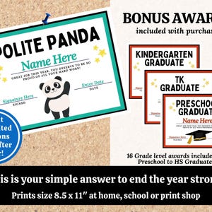 Editable Student Award Certificates, End of Year Classroom Awards ...