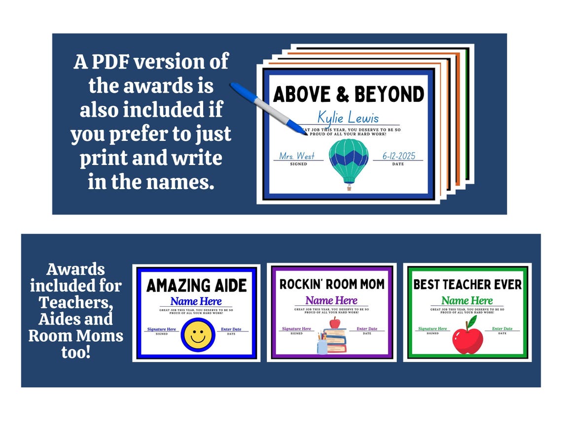 Funny Classroom Award Certificates Editable in Canva, End of School ...