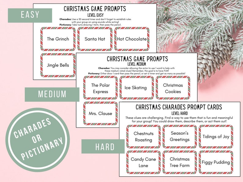 Christmas Charades Game Christmas Partie Games Printable Christmas Game ...