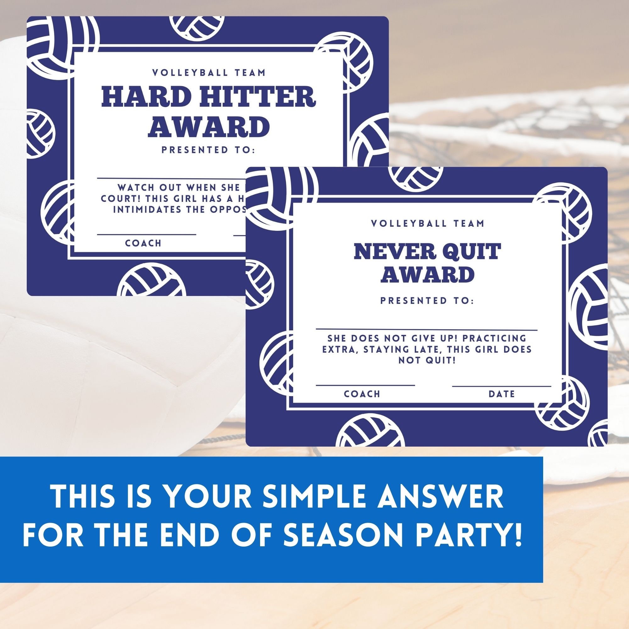 Volleyball Award, Certificate Bundle, End of Season Team Party Awards ...