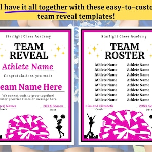 Cheer Team Reveal Template, Editable Cheer Tryout Flyer, Canva Team ...