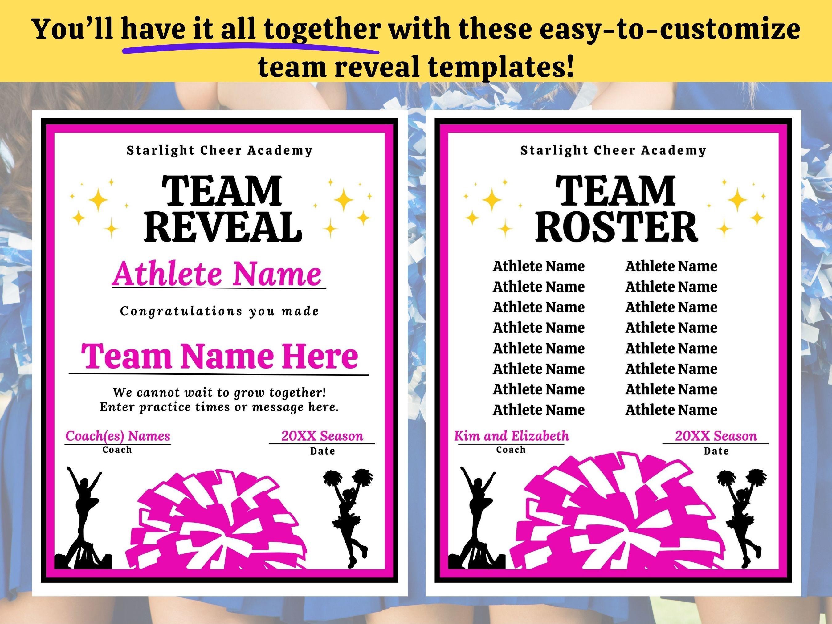 Cheer Team Reveal Template, Editable Cheer Tryout Flyer, Canva Team ...