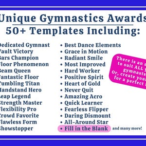 Editable Gymnastics Award Certificates Gymnast Printable Certificate ...