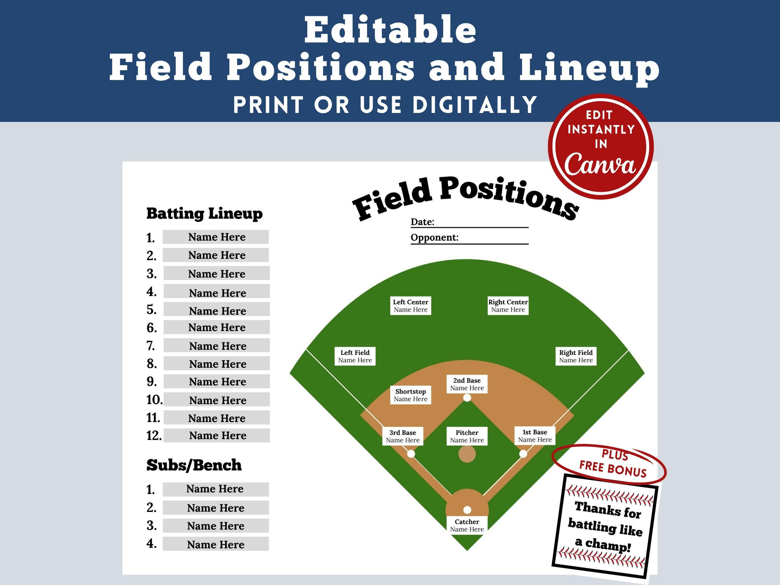 Baseball Position Rotation Chart