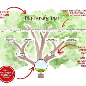 Family Tree Template Editable Canva Tree of Life Family Reunion Favors ...