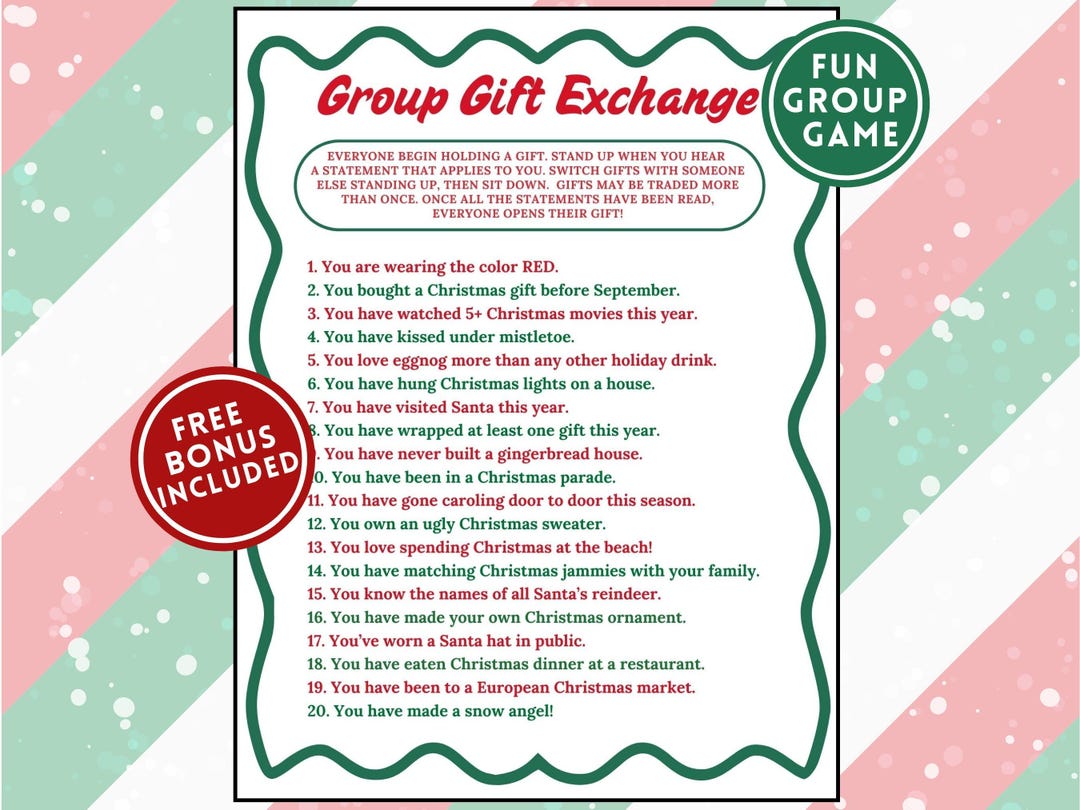 Christmas Gift Exchange White Elephant Game Christmas Party Games ...