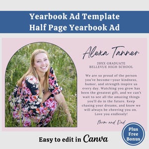Yearbook Ad Template Half Page Layout Canva Senior Tribute Girl 2025 ...