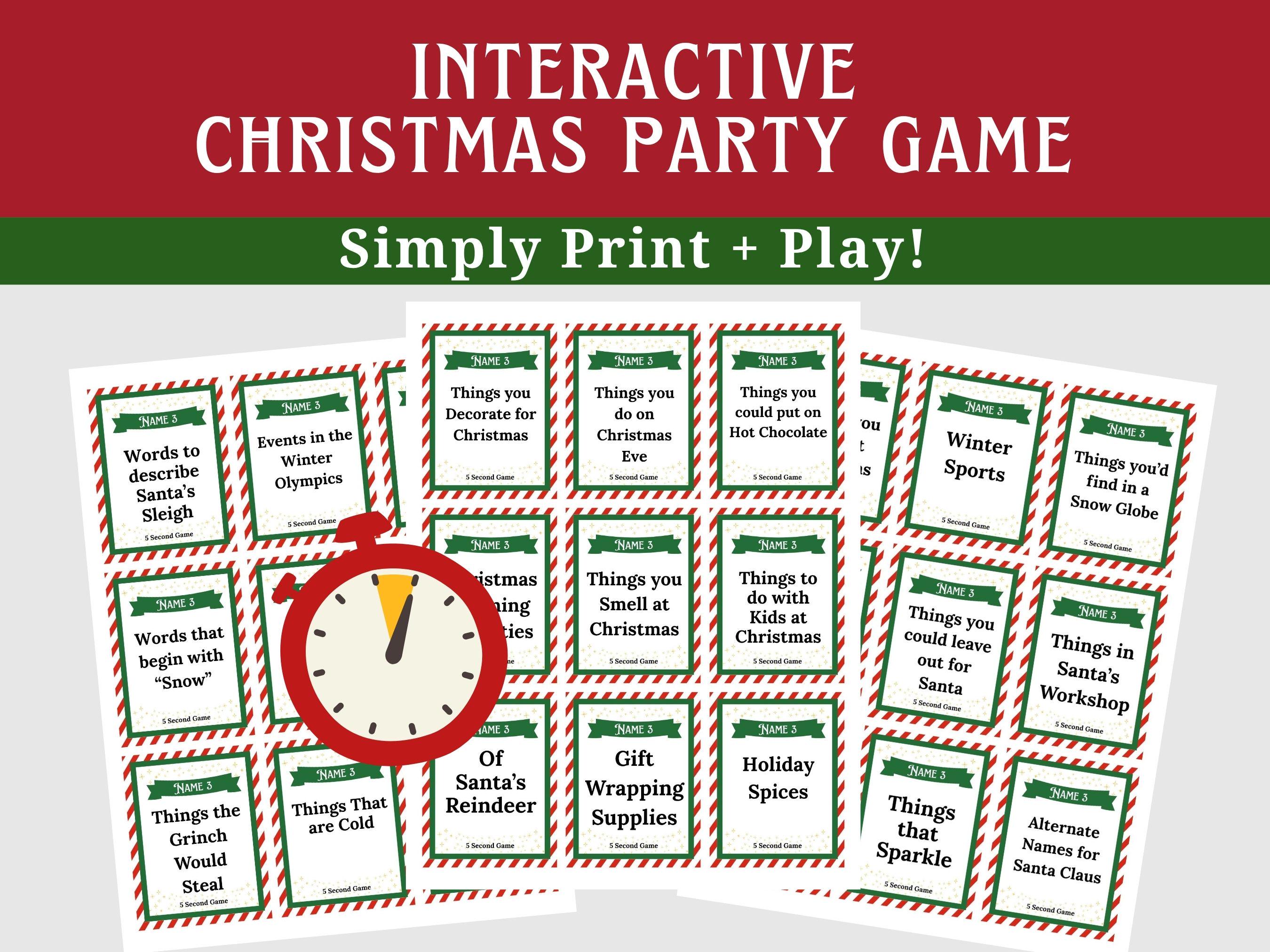Christmas 5 Second Game, Printable Christmas Game, Xmas Activity Trivia ...