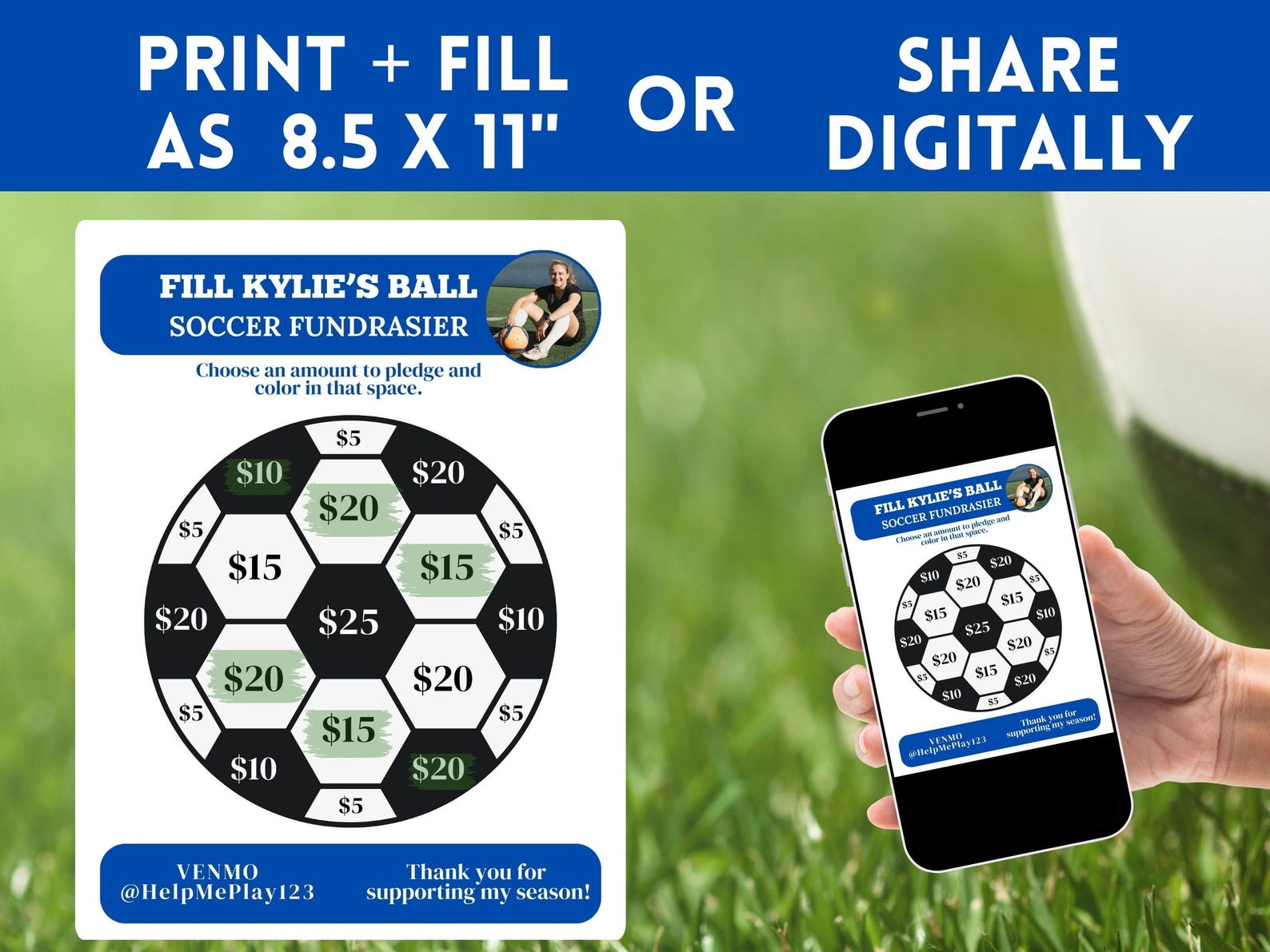 Editable Soccer Fundraiser Fill My Ball Soccer Fundraising Sheet Canva ...
