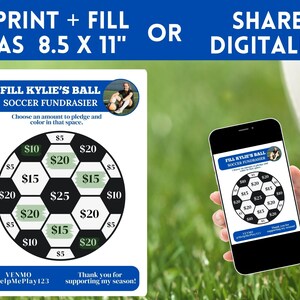 Editable Soccer Fundraiser Fill My Ball Soccer Fundraising Sheet Canva ...