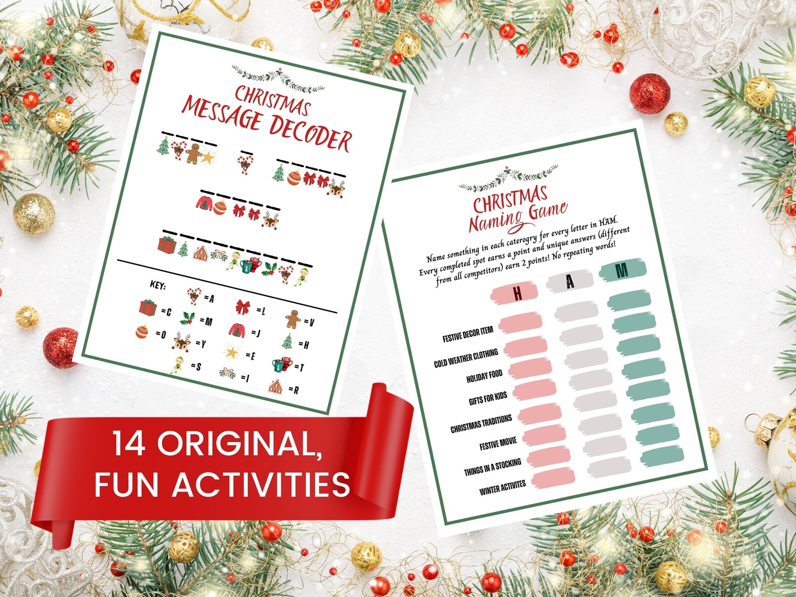 Christmas Party Game Activities for Kids Teens Adults Christmas Eve ...