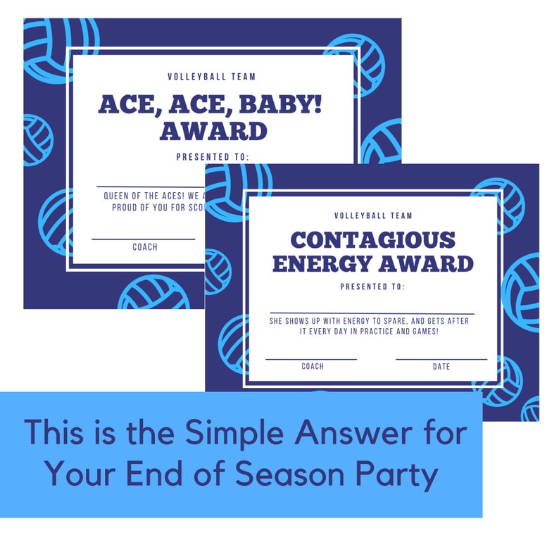 Volleyball Award, Certificate Bundle, End of Season Team Party Awards ...