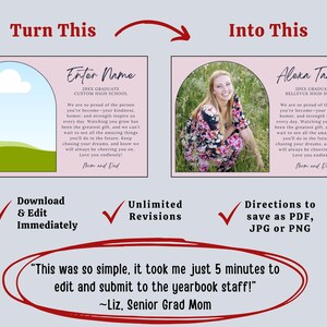 Yearbook Ad Template Half Page Layout Canva Senior Tribute Girl 2025 ...