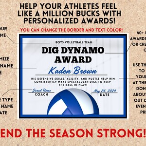 Volleyball Award Certificate Bundle for Boys, End of Season Team Party ...