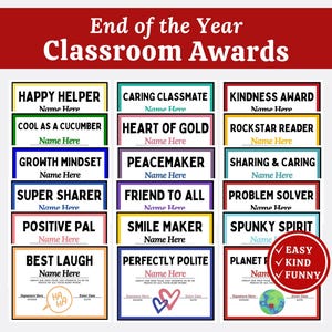 Classroom Award Certificates Editable in Canva, End of School Year ...