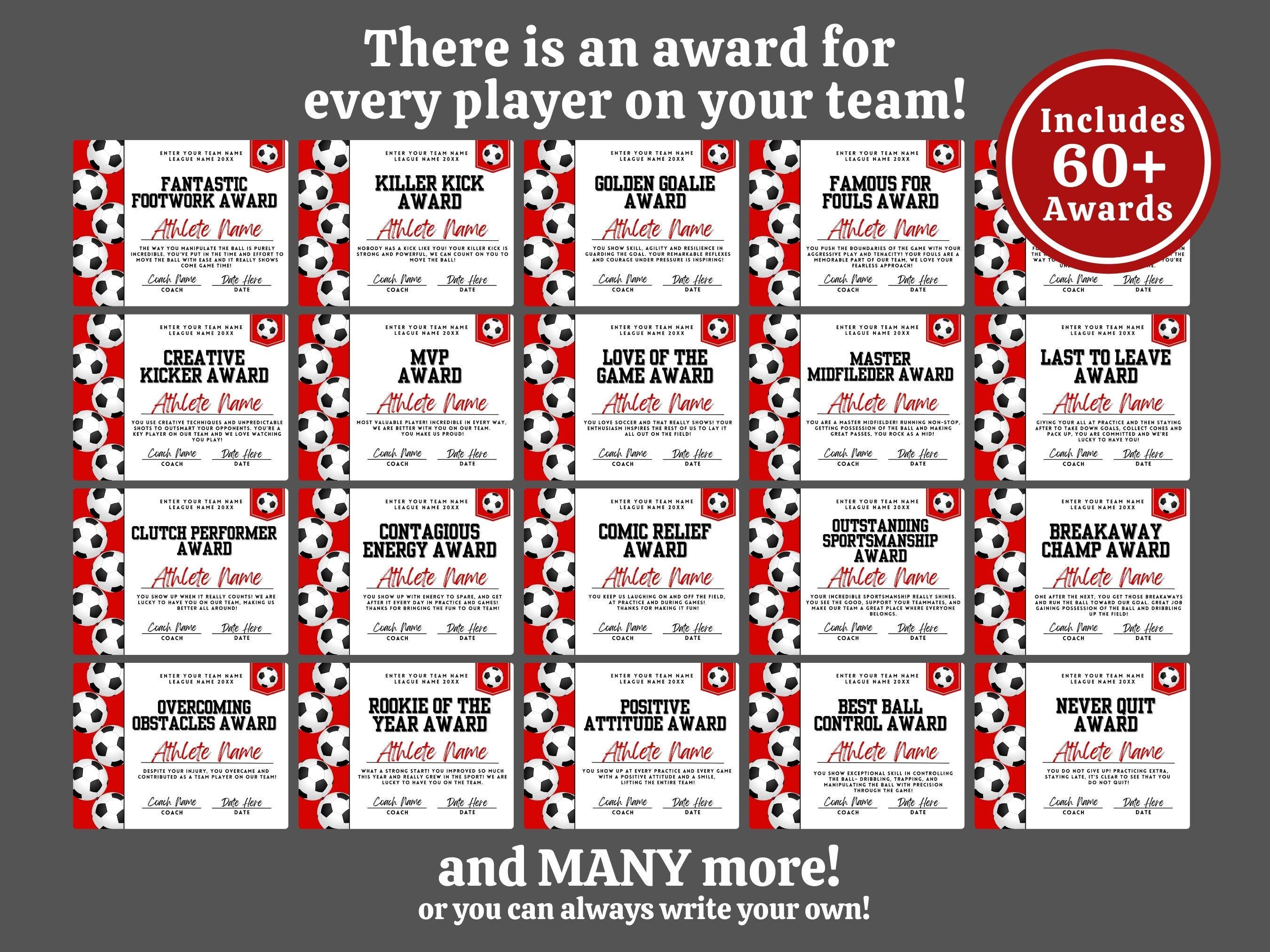 Funny Soccer Award Soccer Certificates Award End of Season Soccer Team ...