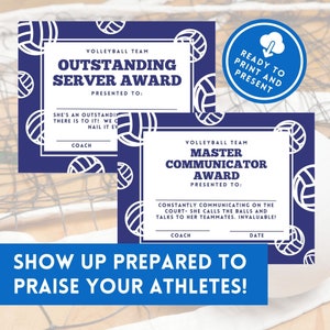 Volleyball Award, Certificate Bundle, End of Season Team Party Awards ...