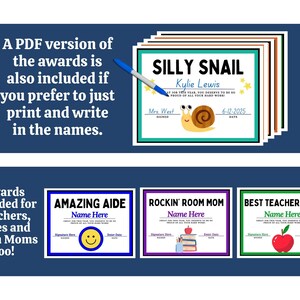 Editable Student Award Certificates, End of Year Classroom Awards ...