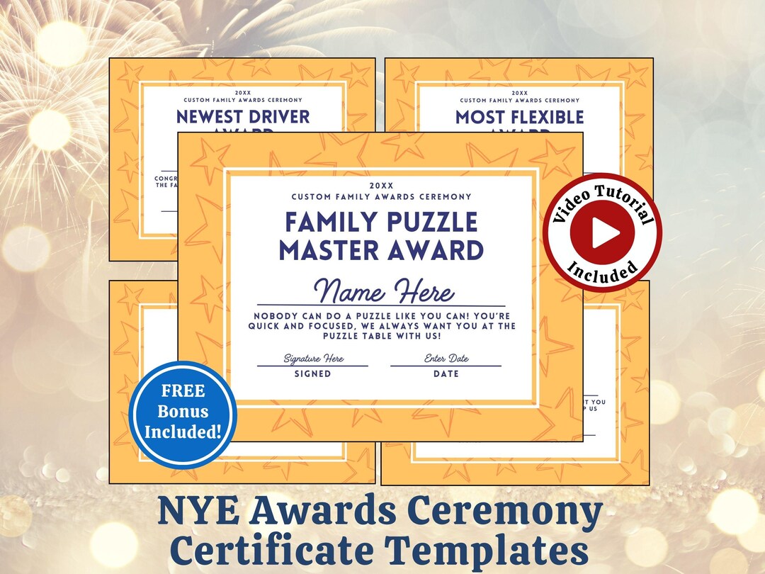 New Years Eve Party NYE Awards Editable Template Family Award ...