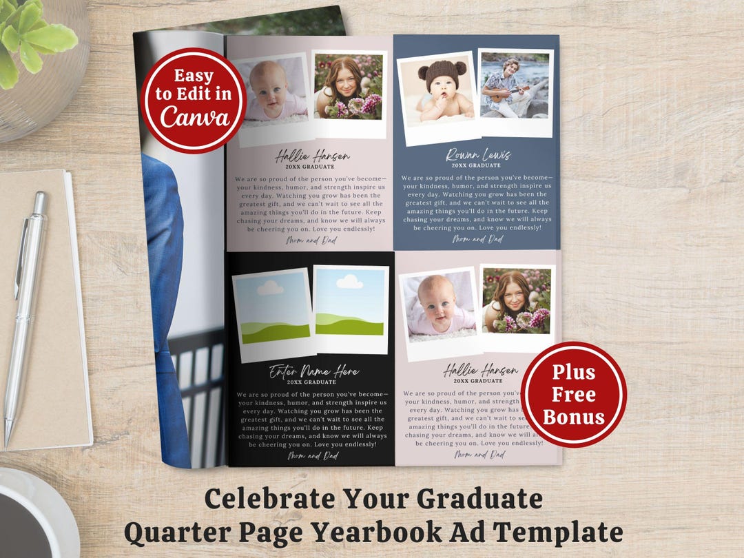 Quarter Page Yearbook Ad Template Senior Yearbook Template Senior ...