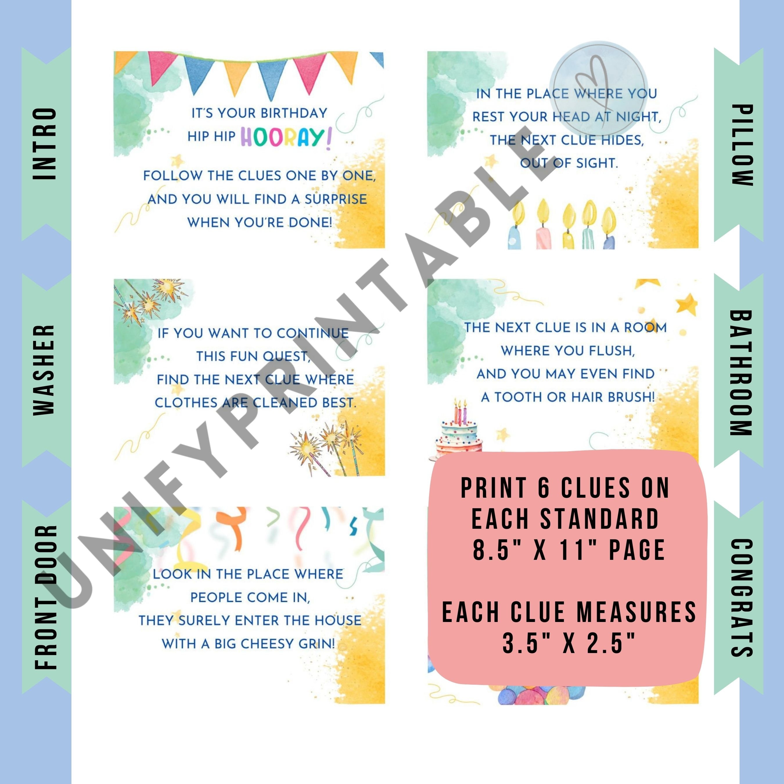 Indoor Scavenger Treasure Hunting Clues Printable Clue Cards Indoor ...