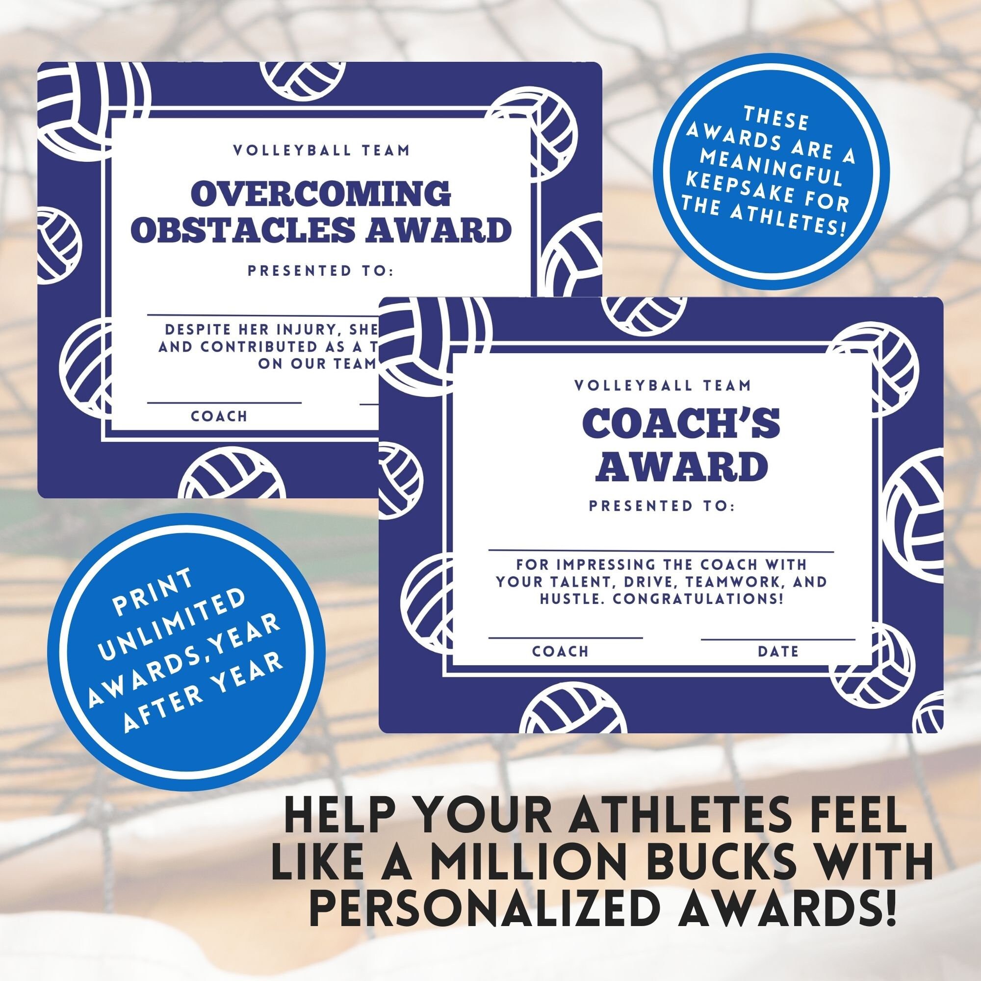 Volleyball Award, Certificate Bundle, End of Season Team Party Awards ...
