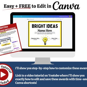 Classroom Award Certificates Editable in Canva, End of School Year ...