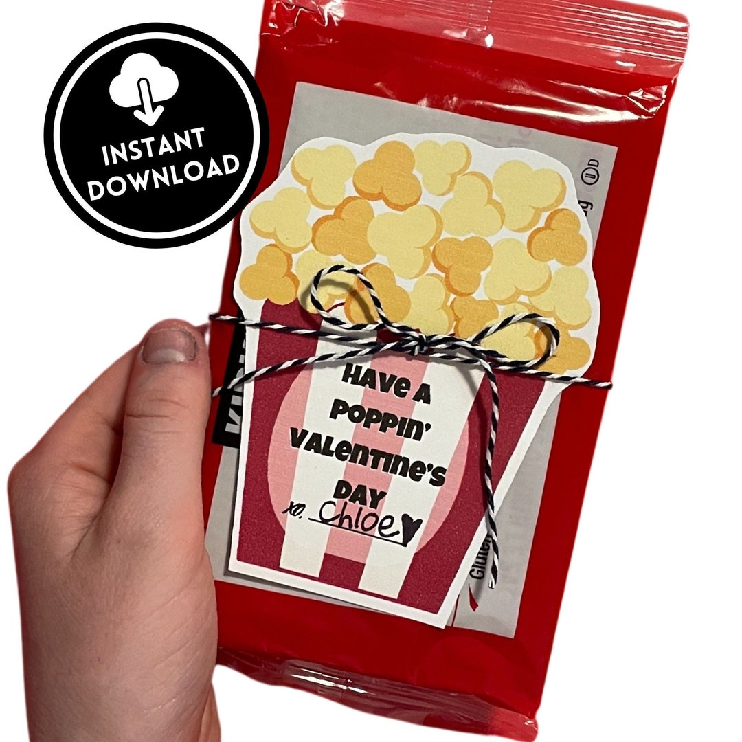 DIY Valentine Cards Popcorn Tags Boy Girl Kids Popcorn Class Valentine ...
