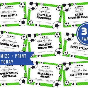 EDITABLE Soccer Award Certificates, Award Ceremony Certificates, Soccer ...