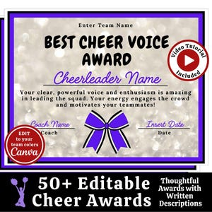 Editable Cheerleading Award Certificates Cheer Team Awards Cheerleading ...