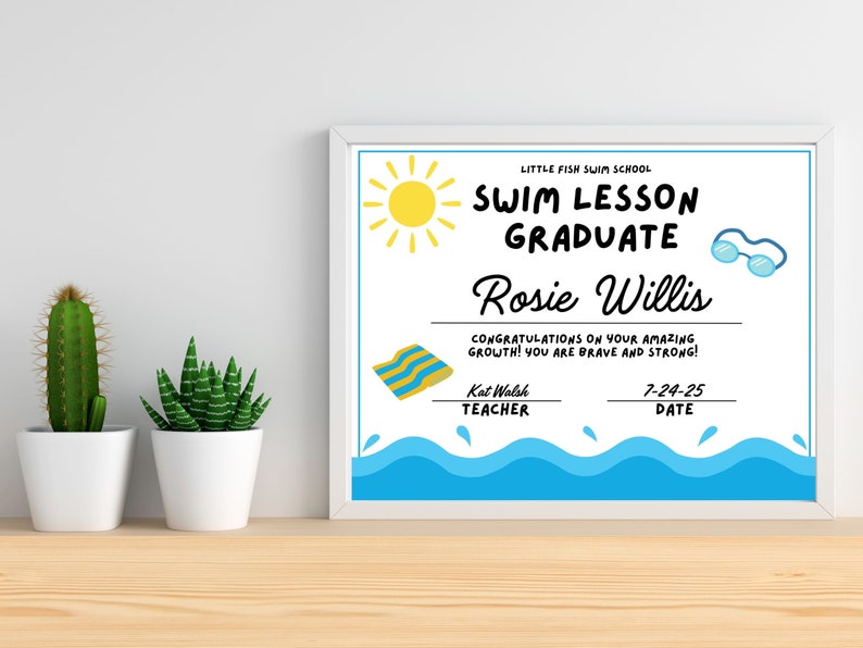 Editable Swimming Award Certificate Template Swimming Lessons ...