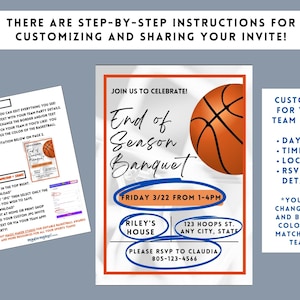 Basketball Team Party Banquet Invitation End of Season Basketball ...