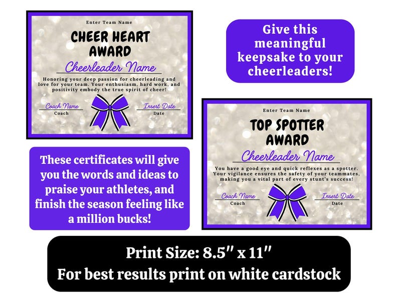 Editable Cheerleading Award Certificates Cheer Team Awards Cheerleading ...