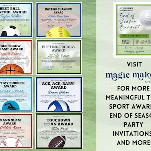 Golf Award Certificate Editable Award Ceremony Printable End of Season ...