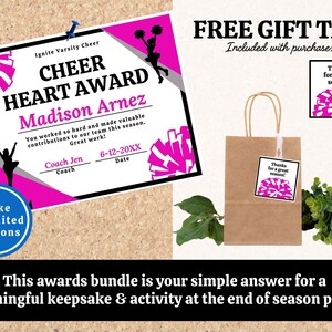 Editable Cheerleading Award Certificates Cheer Team Awards Cheerleading ...