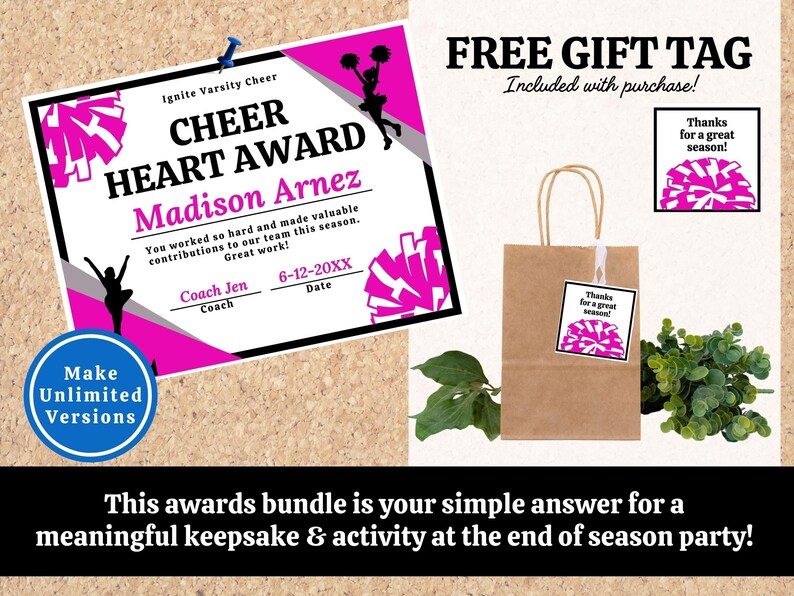 Editable Cheerleading Award Certificates Cheer Team Awards Cheerleading ...